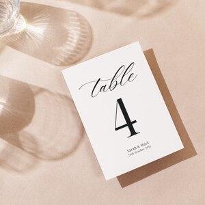 Minimalist Script Table Number Cards, INSTANT DOWNLOAD Simple, Black ...