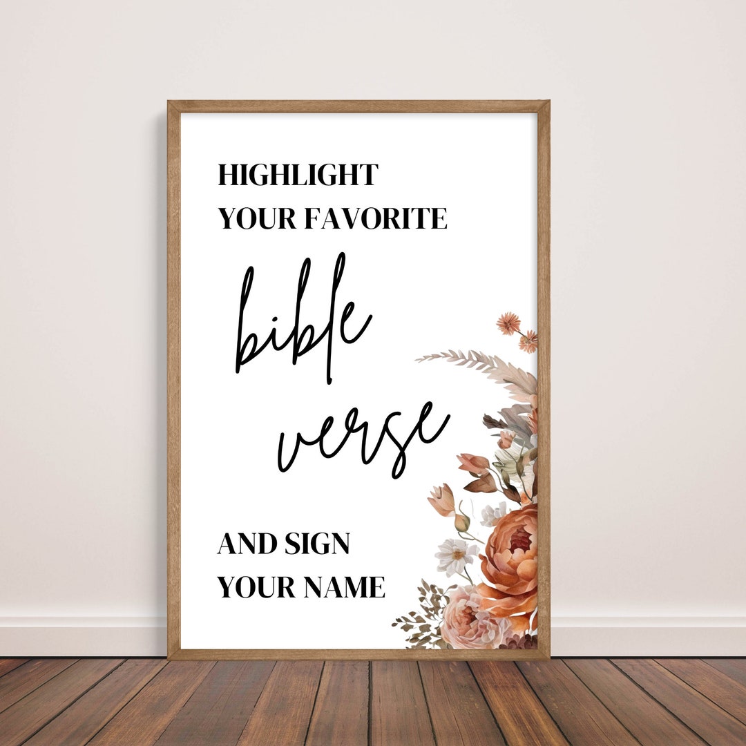 Bible Guest Book Sign | Highlight Your Favorite Bible Verse Sign Your ...