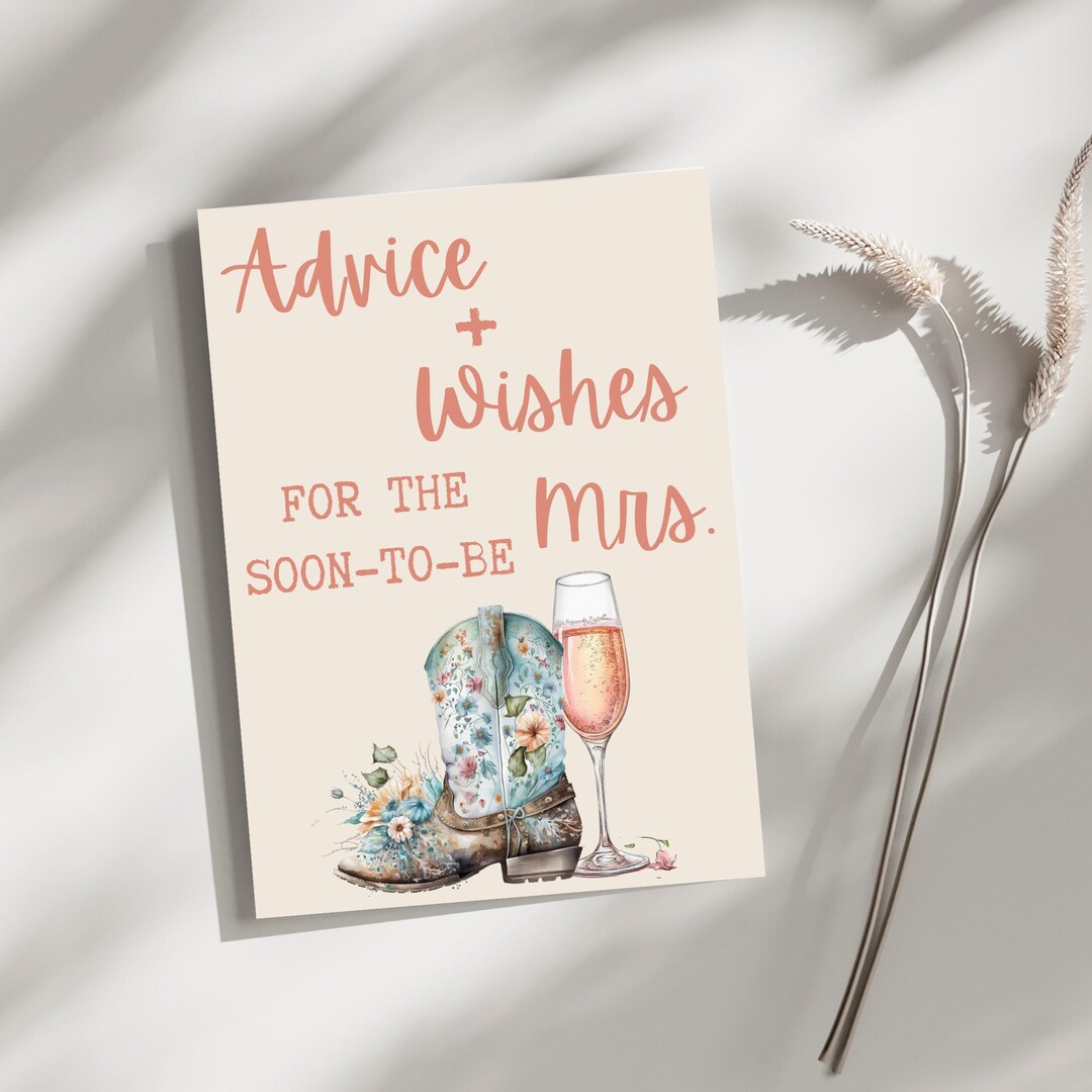 Advice for the Bride Cards - Printable Bridal Shower Game - Editable ...