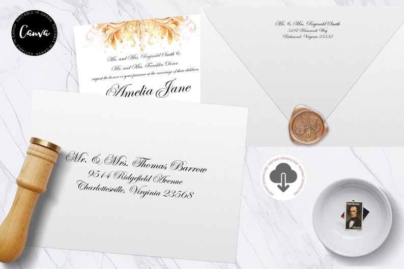 Printable Envelope Template INSTANT DOWNLOAD Editable Addresses Amelia ...