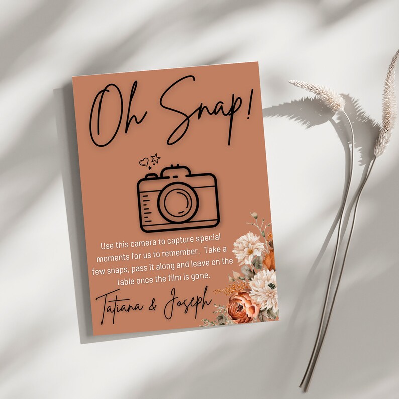 Disposable Camera Wedding Sign | Oh Snap Wedding Sign | Edit With Canva ...