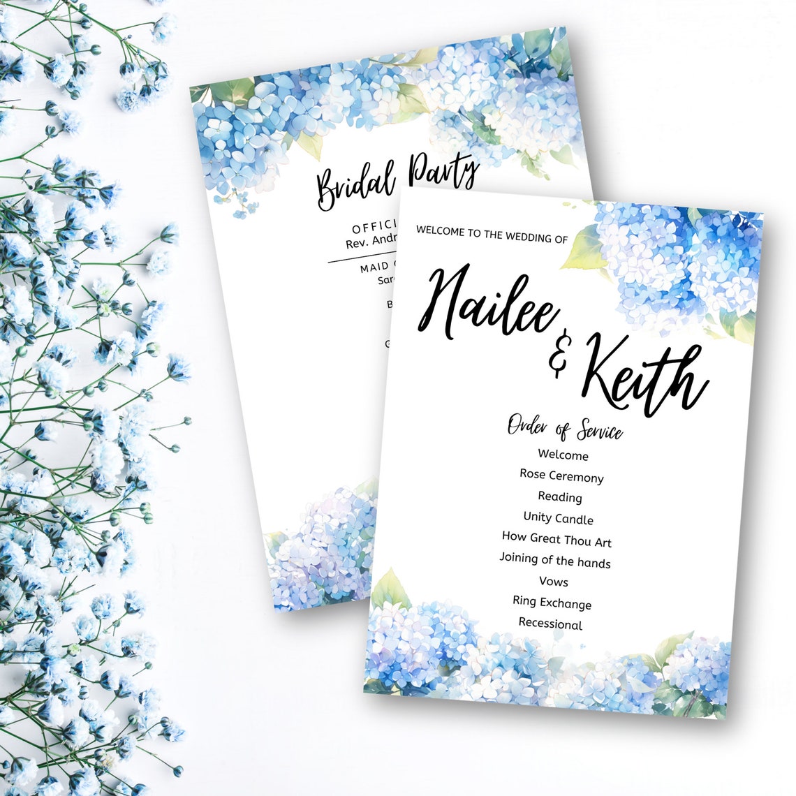Ceremony Programs | Hydrangea Wedding Program Template | Order of ...