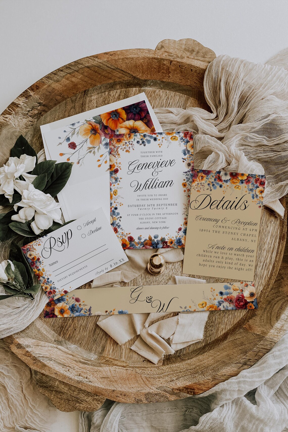 Printable Cottagecore Wedding Invitation - Wildflower Design - Editable ...