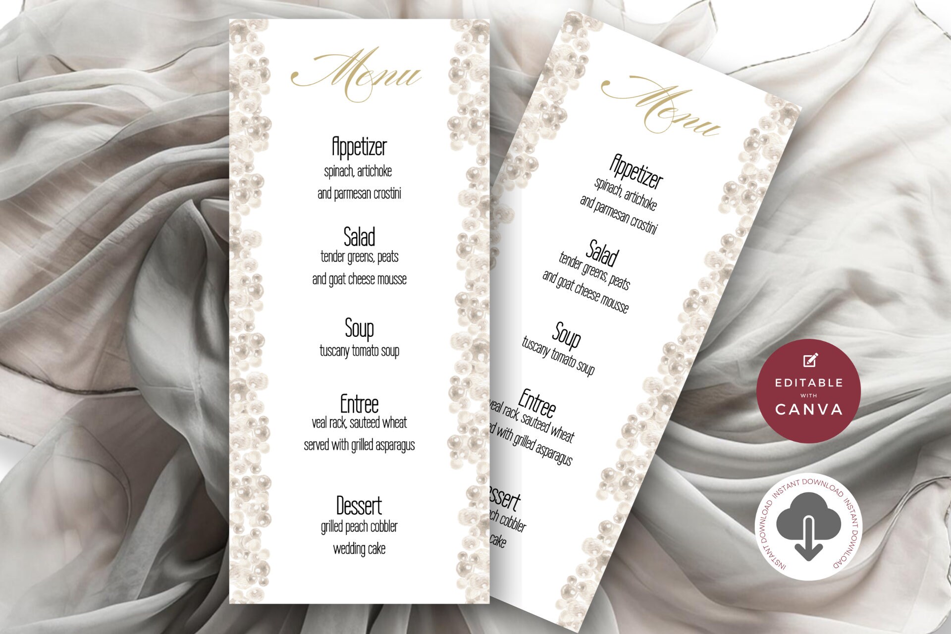 Pearls and Prosecco Menu | INSTANT DOWNLOAD | Bridal Shower Menu ...