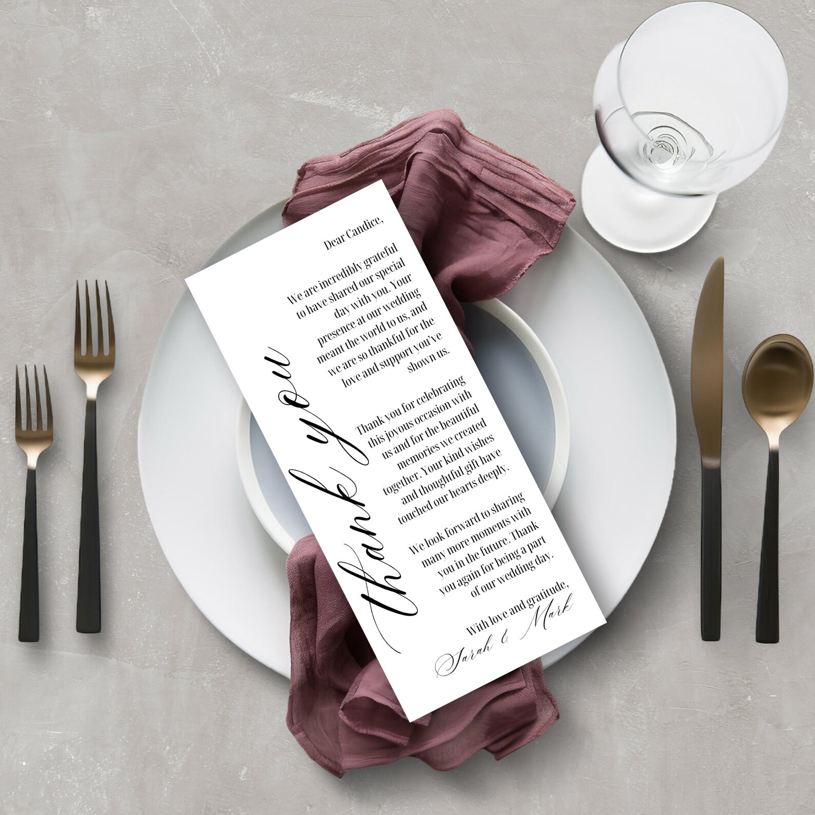 Personalized Minimal Menu and Thank You Card | Modern and Simple ...