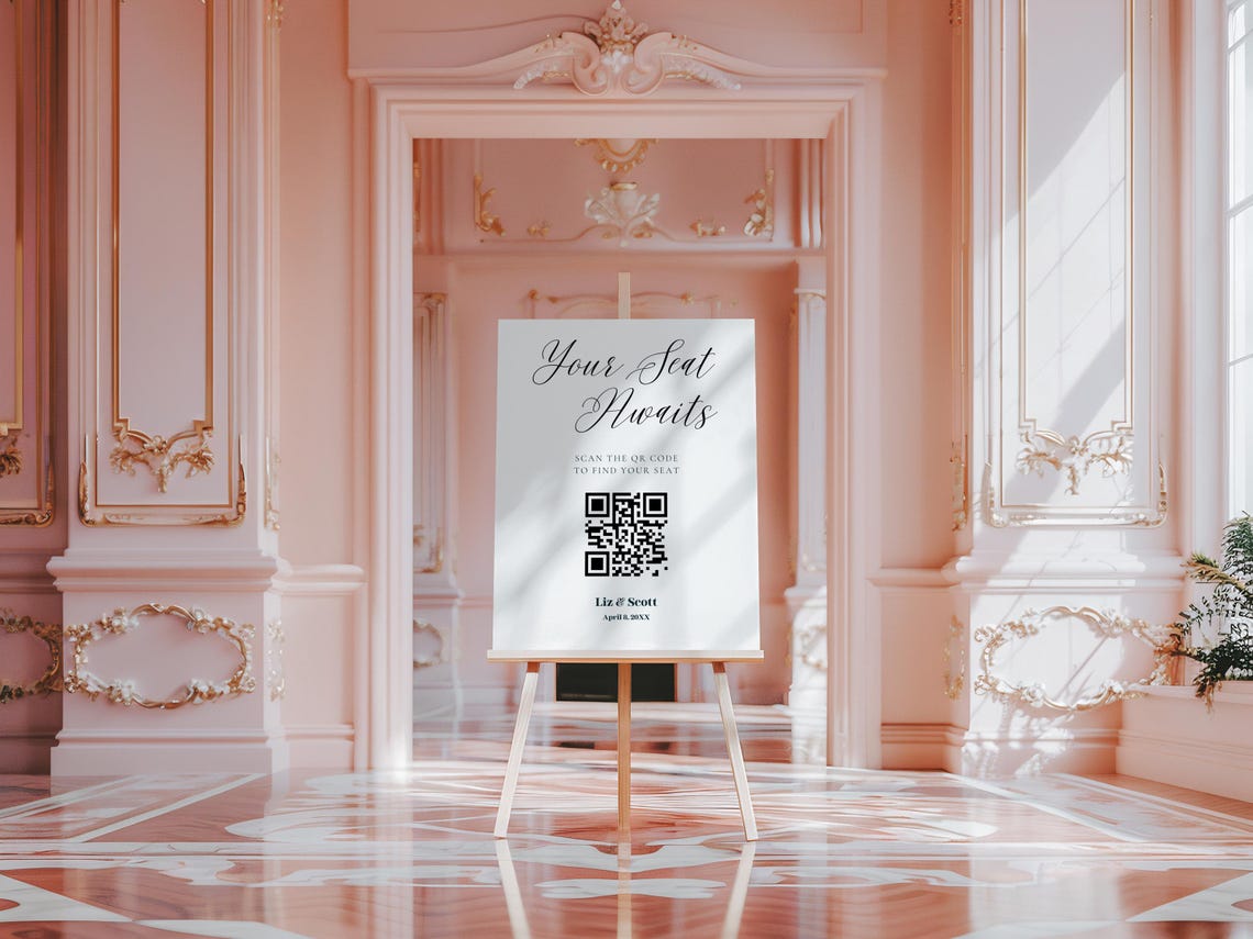Modern Digital Seating Chart With QR Code - Wedding Guest Seating Plan ...