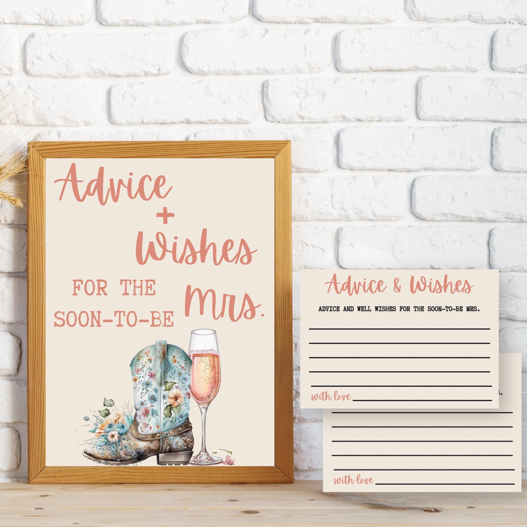 Advice for the Bride Cards - Printable Bridal Shower Game - Editable ...