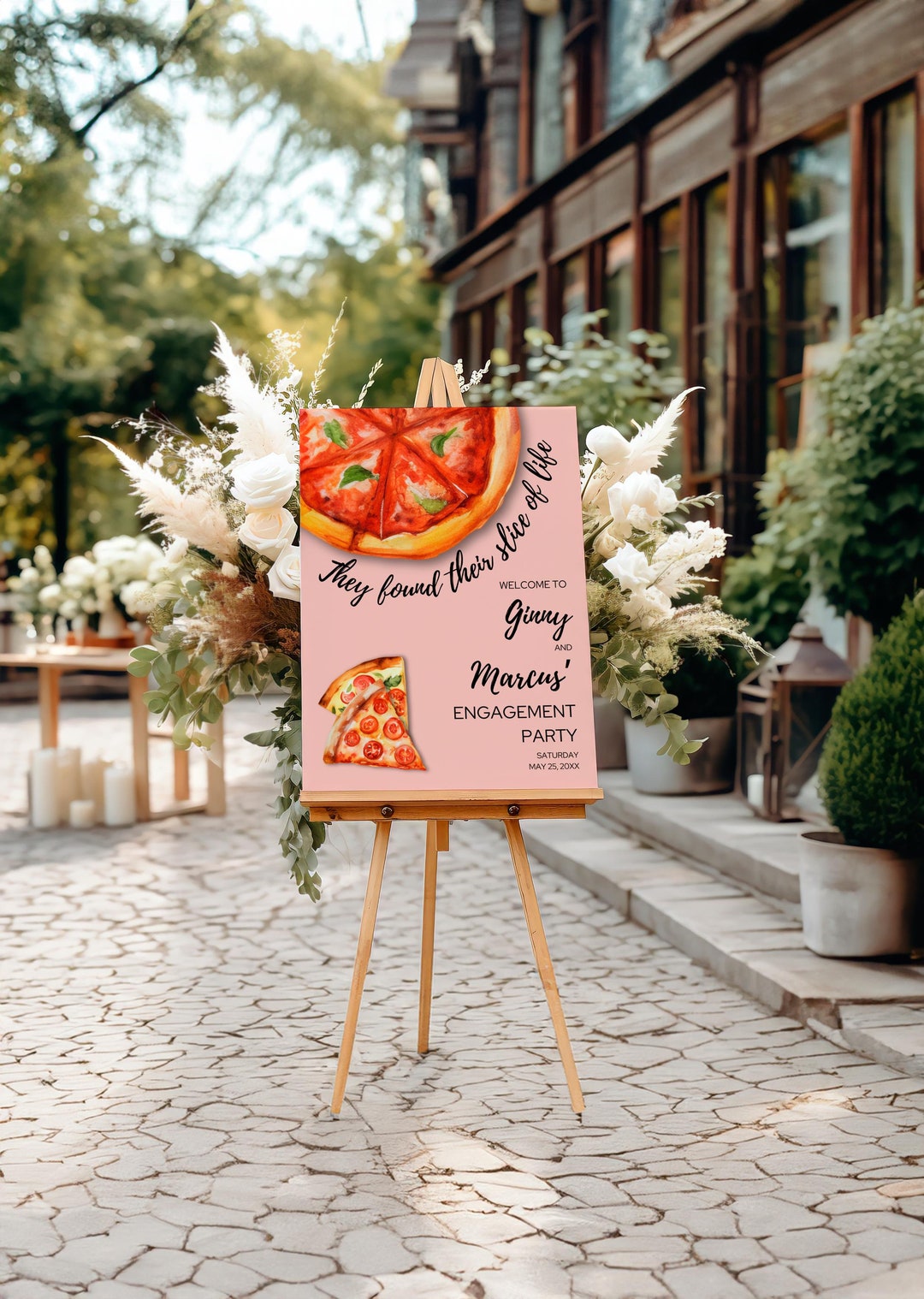 Personalized Pizza Engagement Party Welcome Sign | "slice of Life ...
