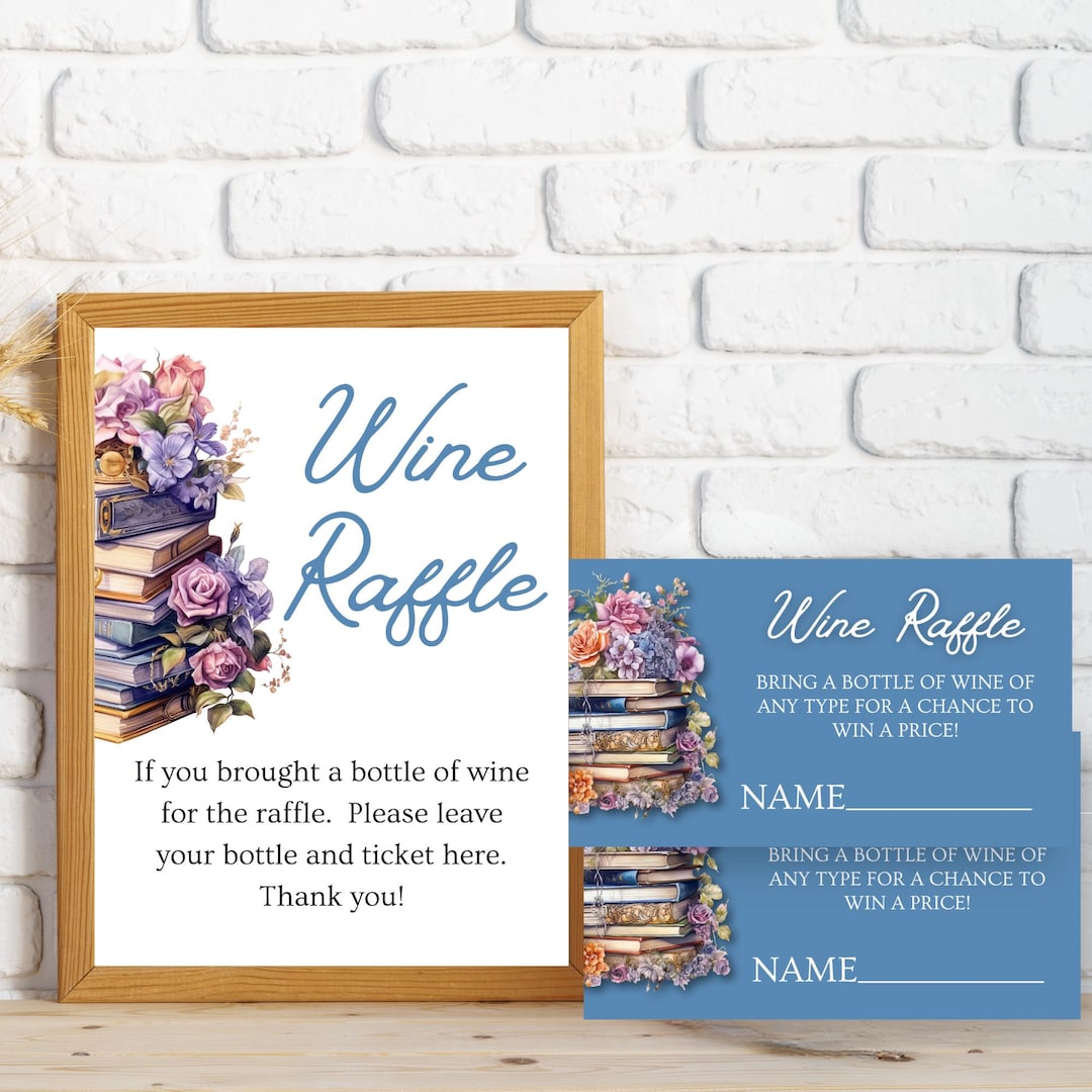 A New Chapter Wine Raffle Sign and Tickets | Raffle Tickets | Bridal ...