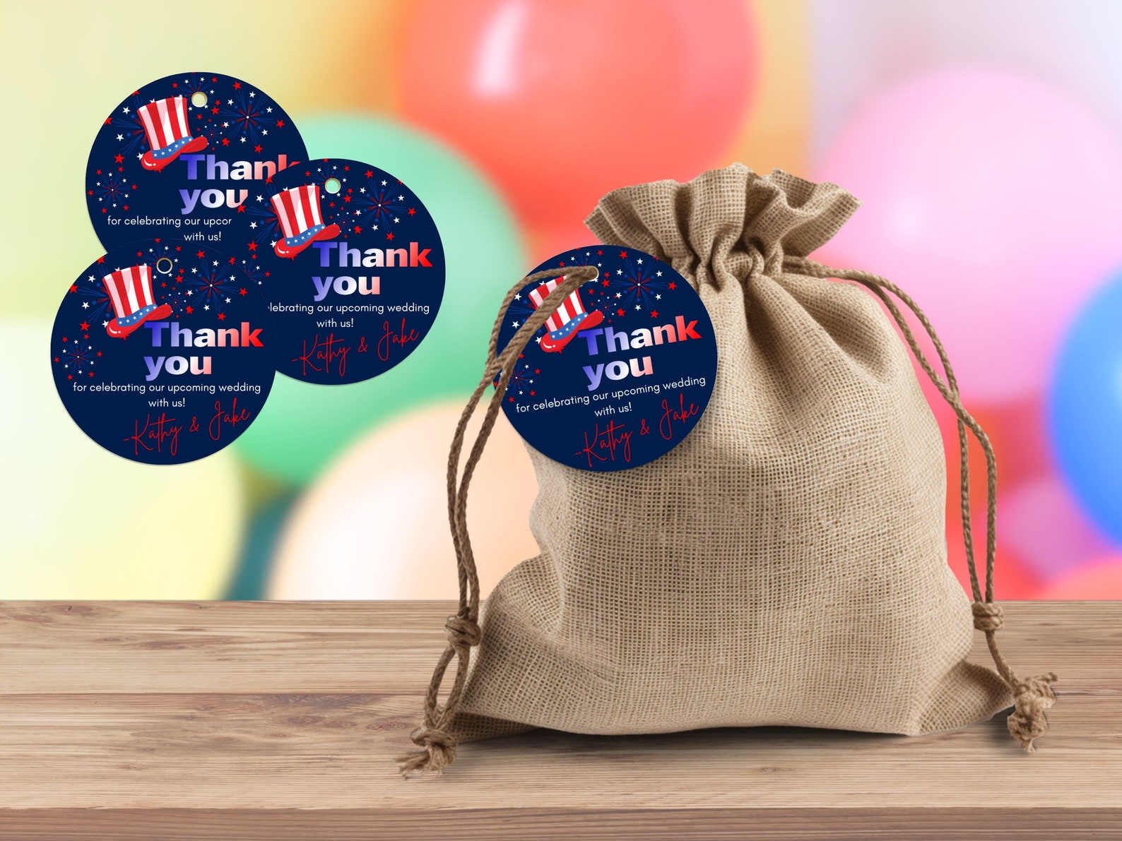 Editable 4th of July Birthday Favor Tag Template | Printable Patriotic ...