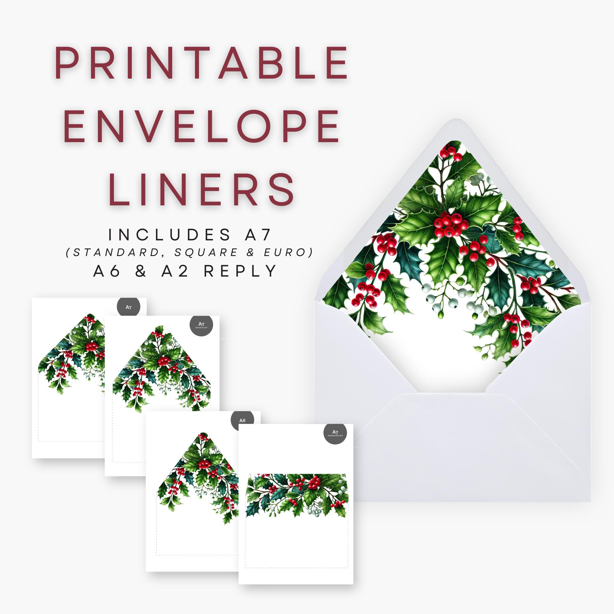 Elegant Floral Wedding Envelope Liners | Printable Christmas Envelope ...