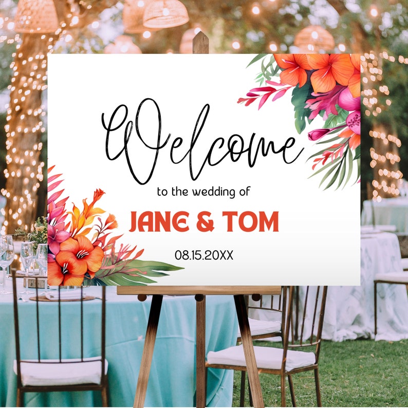 Wedding Welcome Sign Aloha | Hawaiian Theme Welcome Sign | Hawaii ...
