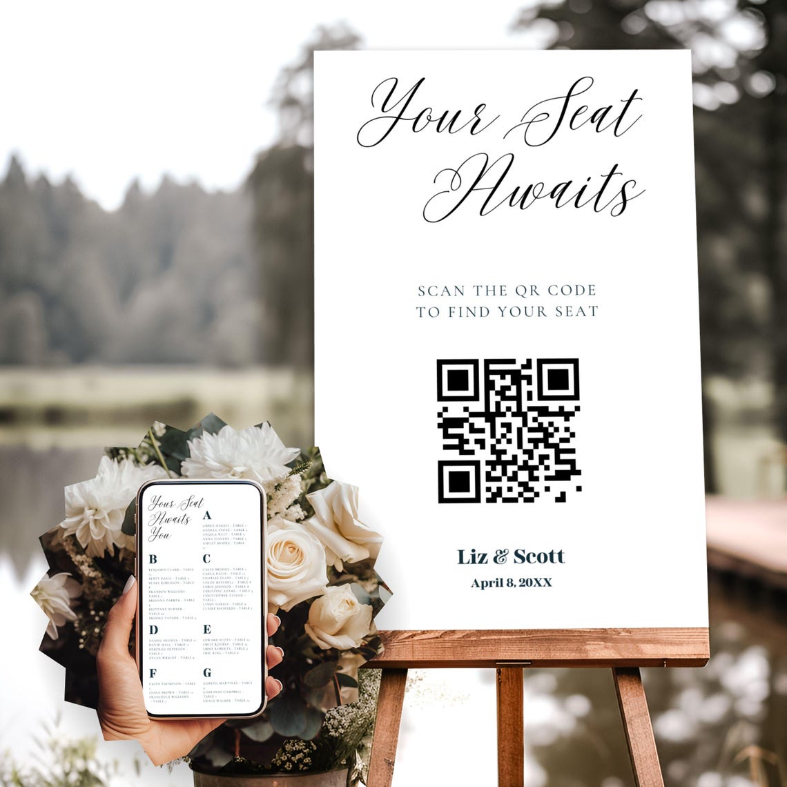 Modern Digital Seating Chart With QR Code - Wedding Guest Seating Plan ...