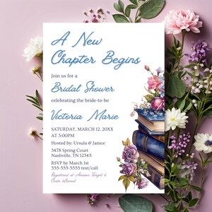 A New Chapter Begins | Book Themed Bridal Shower Invitation | Storybook ...