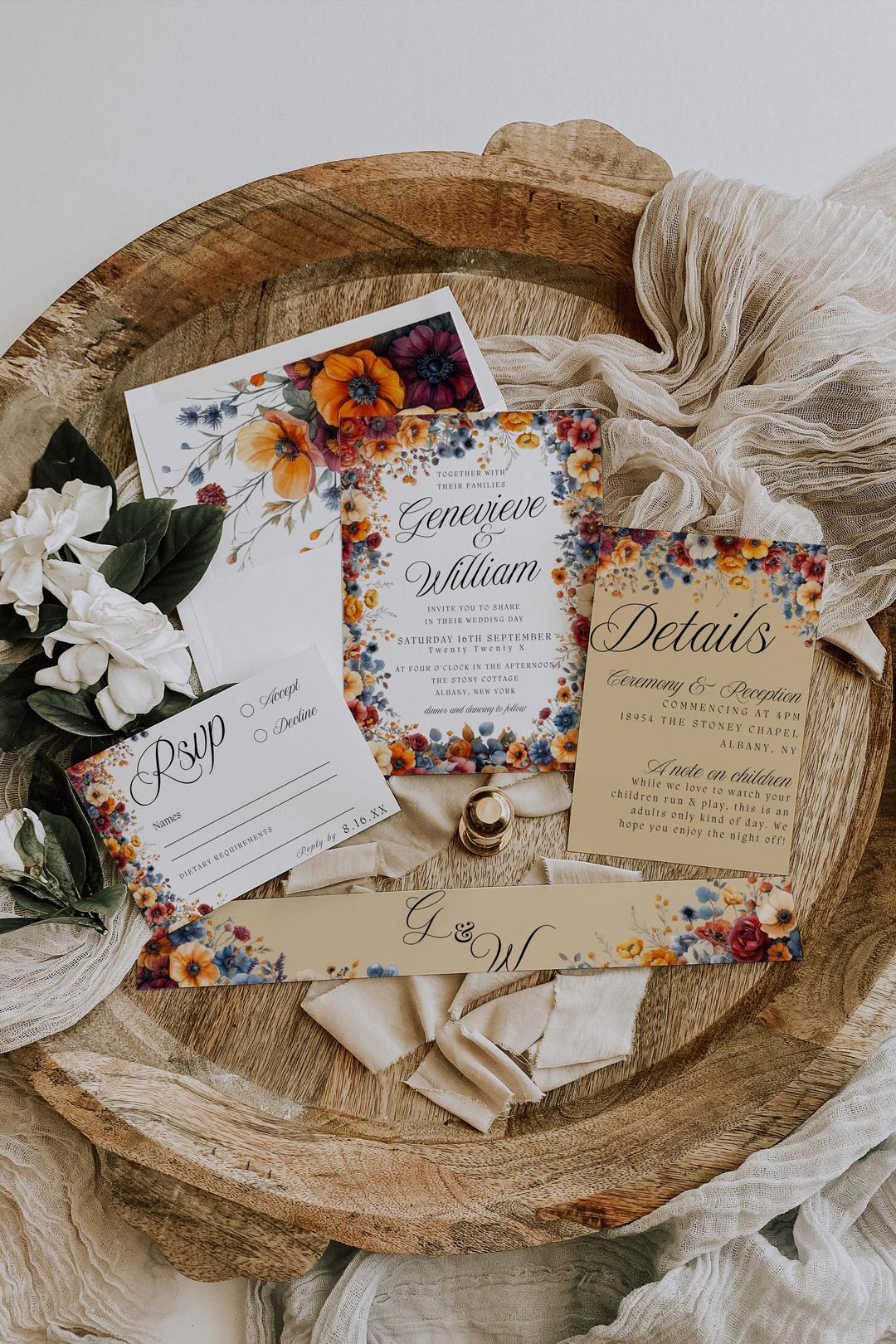 Printable Cottagecore Wedding Invitation - Wildflower Design - Editable ...