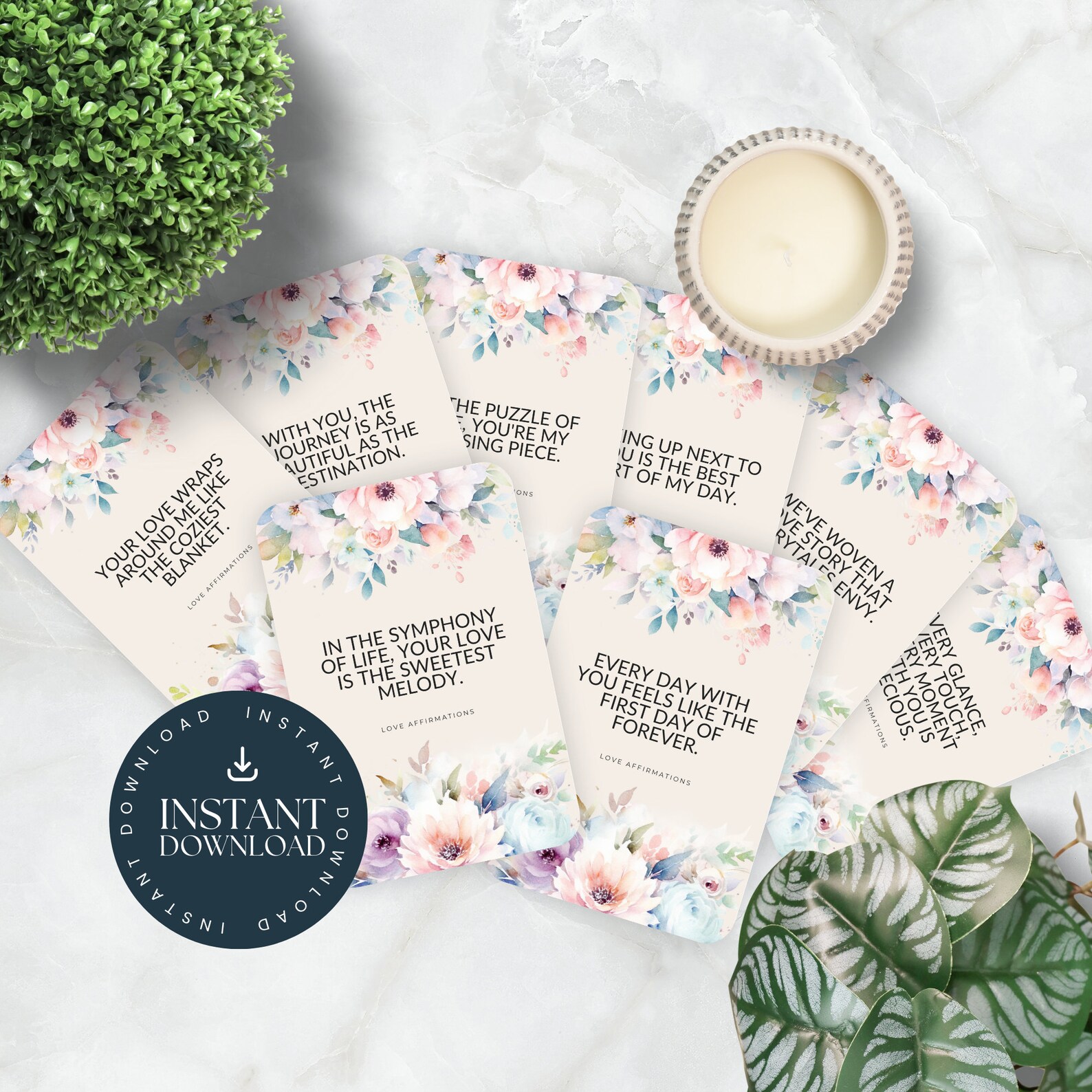 50 Love Affirmations Cards | INSTANT DOWNLOAD | Printable Cards ...