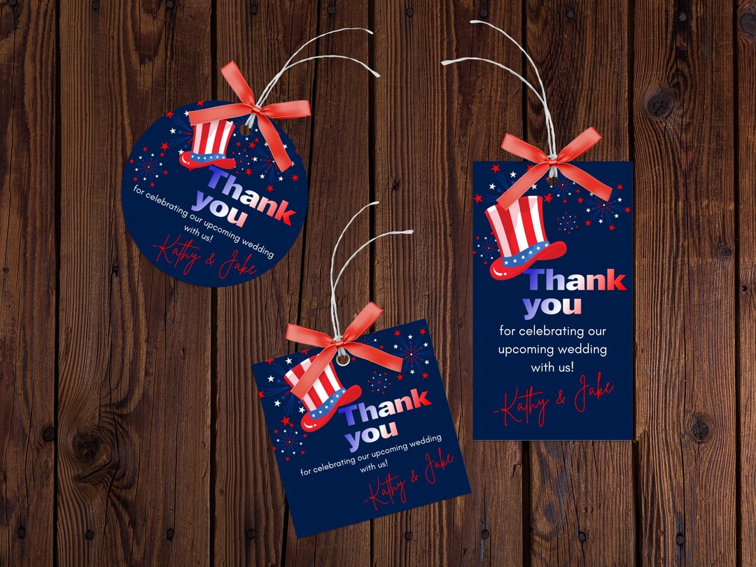 Editable 4th of July Birthday Favor Tag Template | Printable Patriotic ...