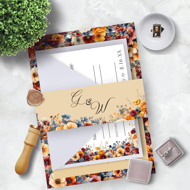 Printable Cottagecore Wedding Invitation - Wildflower Design - Editable ...