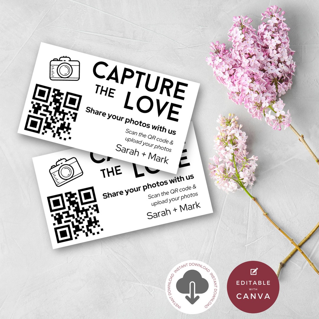 Capture the Love Wedding QR Code Card | Wedding Photo Card | Qr Code ...