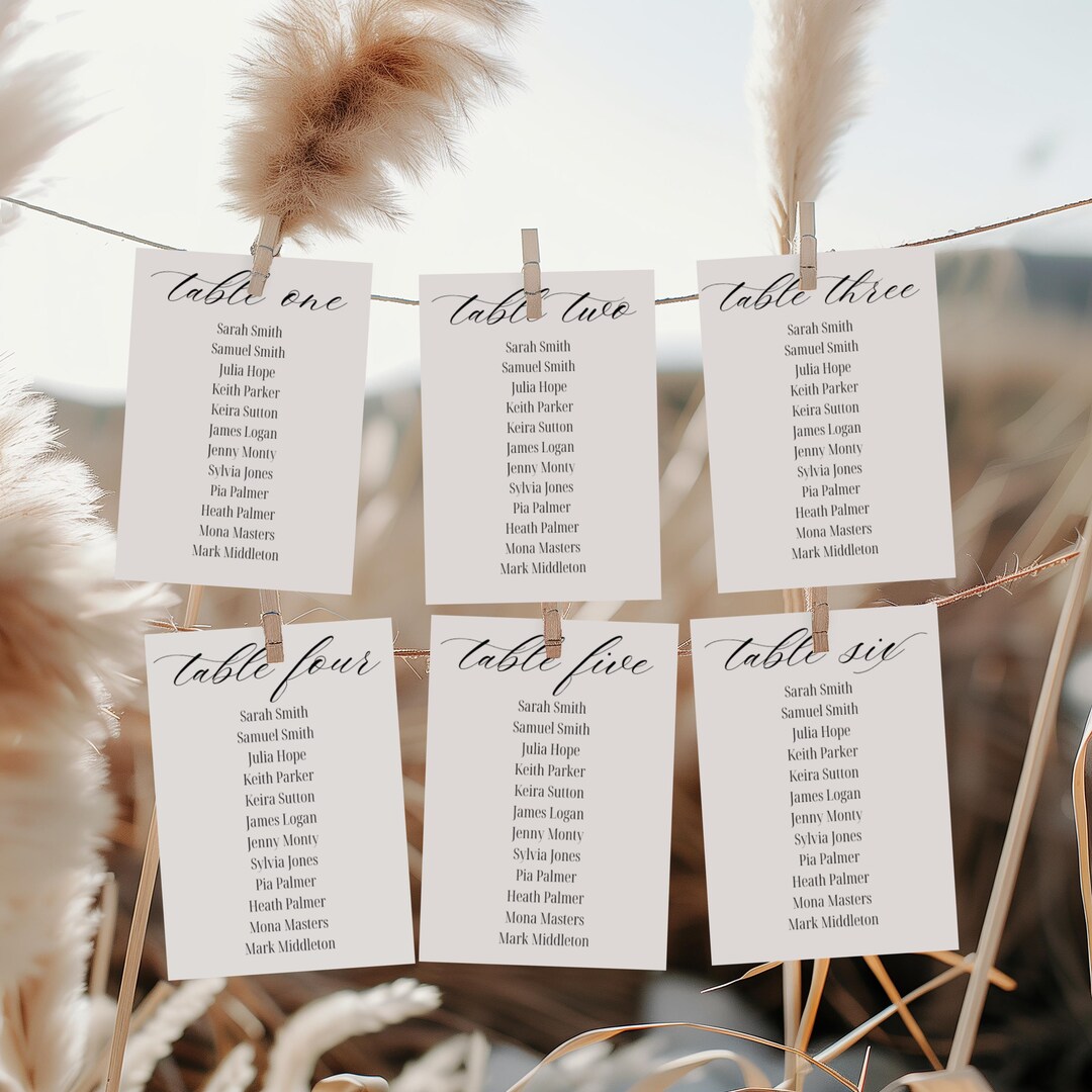 Seating Chart Cardstock | Minimalist Seating Chart Cards, INSTANT ...