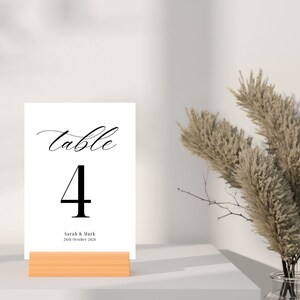 Minimalist Script Table Number Cards, INSTANT DOWNLOAD Simple, Black ...