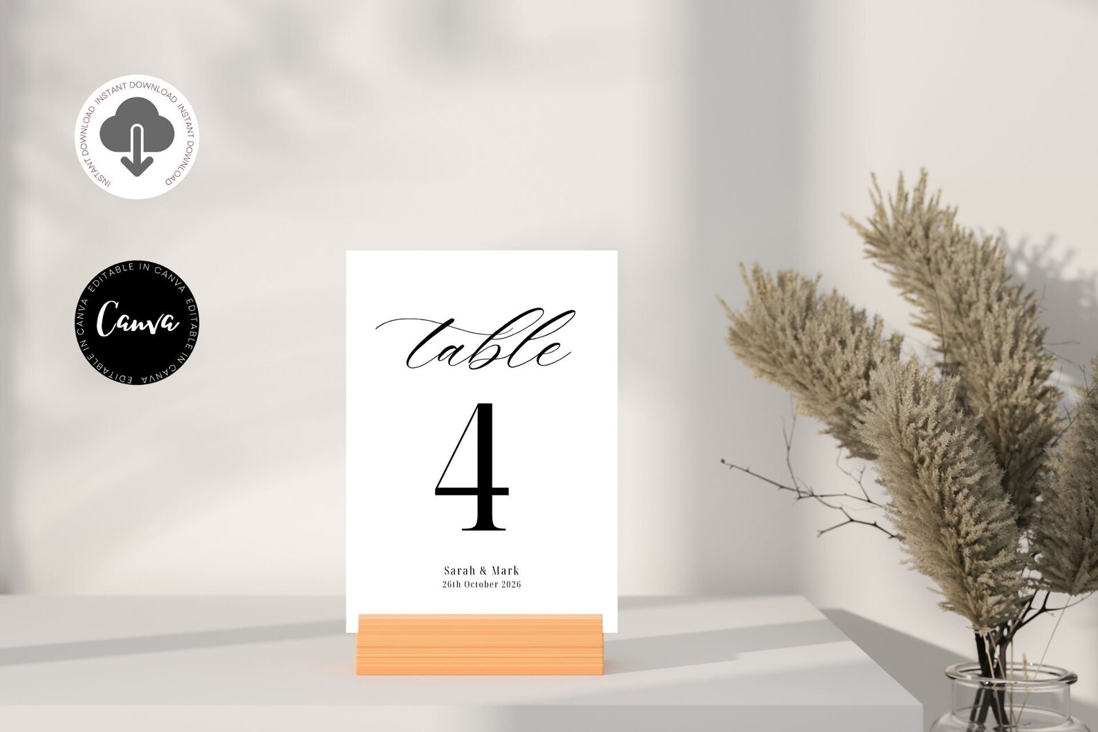 Minimalist Script Table Number Cards, INSTANT DOWNLOAD Simple, Black ...