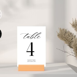 Minimalist Script Table Number Cards, INSTANT DOWNLOAD Simple, Black ...
