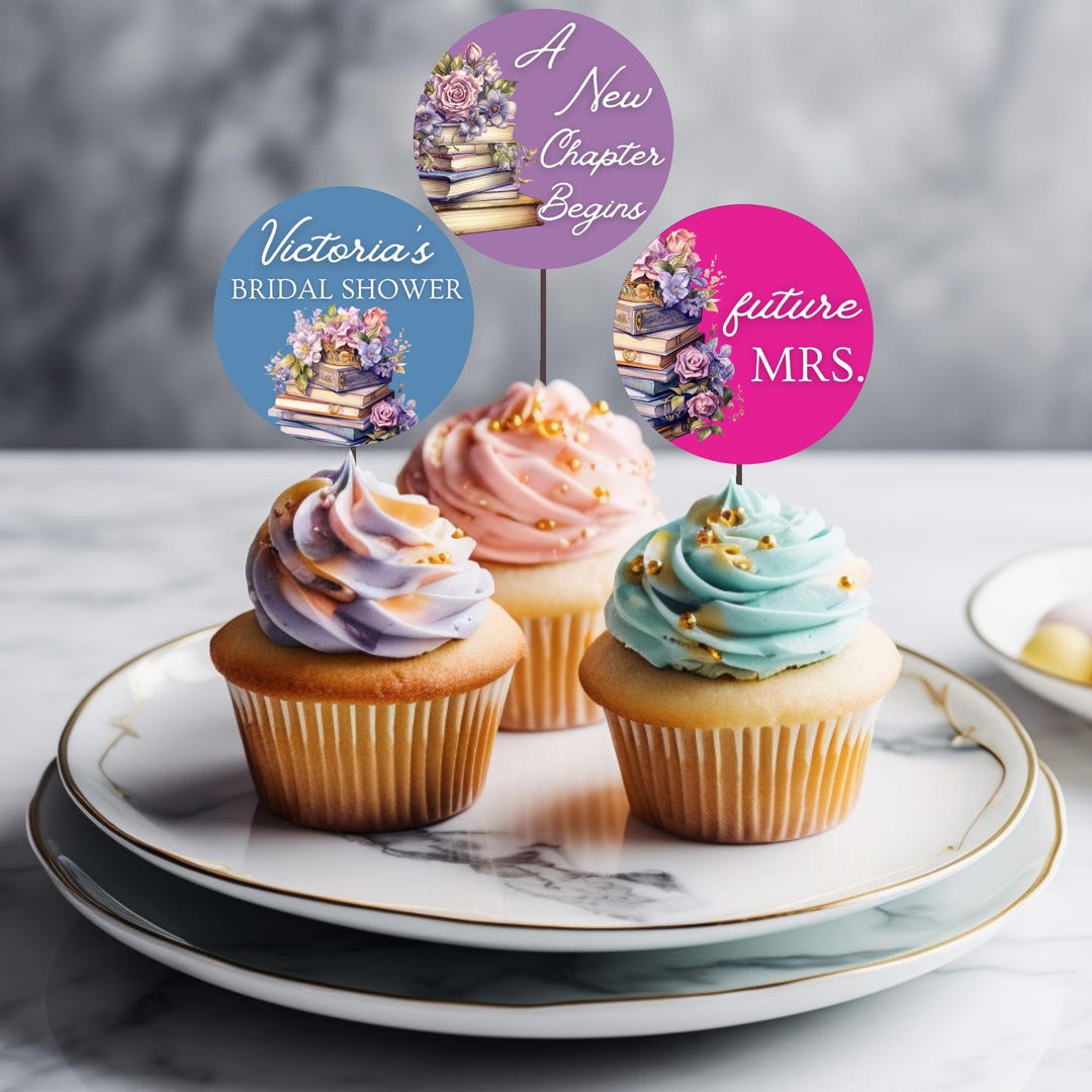 Bride to Be Cupcake Topper | New Chapter Bridal Shower | Bridal Shower ...