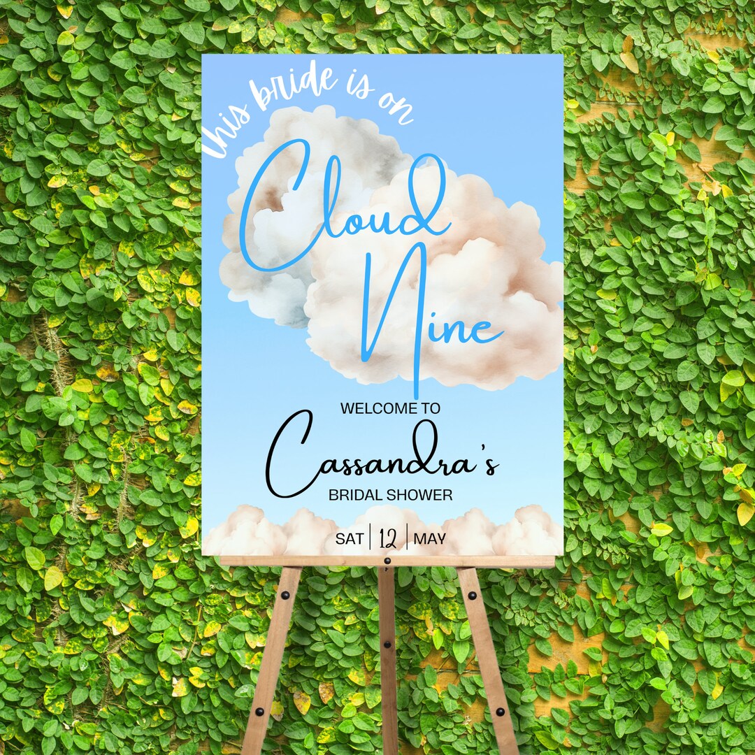 On Cloud Nine Bridal Shower Welcome Sign | INSTANT DOWNLOAD | Bridal ...
