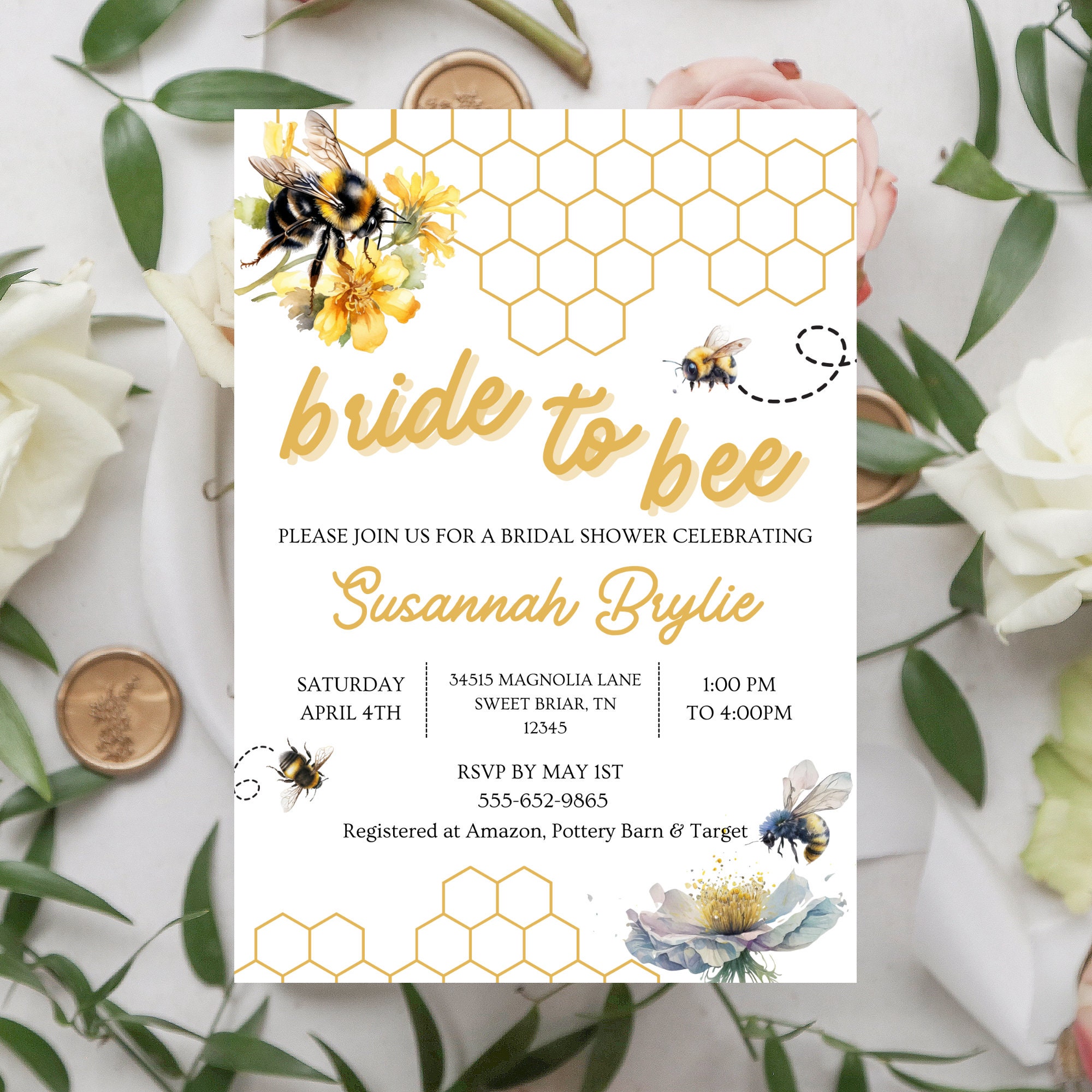Bride to Bee | Bee Invitation | Printable Download | Instant Download ...
