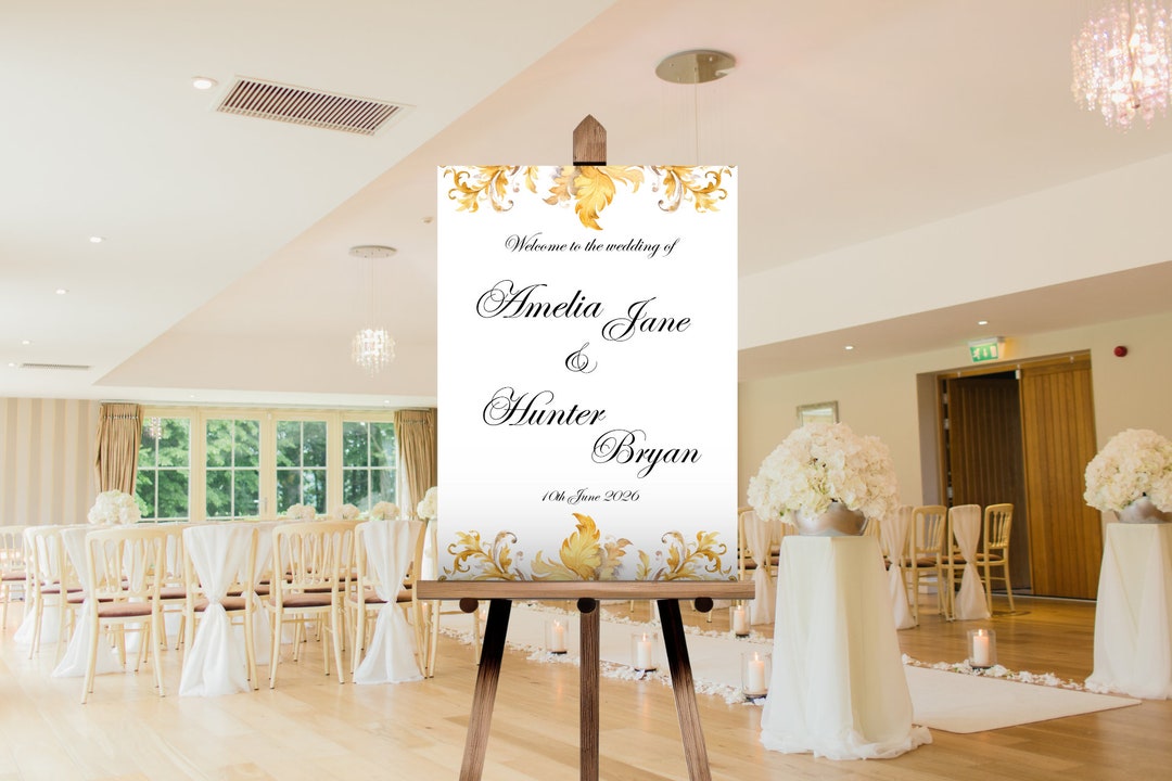 Elegant Golden Welcome Sign | INSTANT DOWNLOAD | Wedding Sign ...