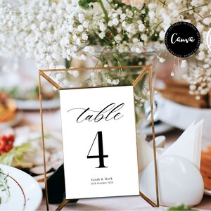 Minimalist Script Table Number Cards, INSTANT DOWNLOAD Simple, Black ...