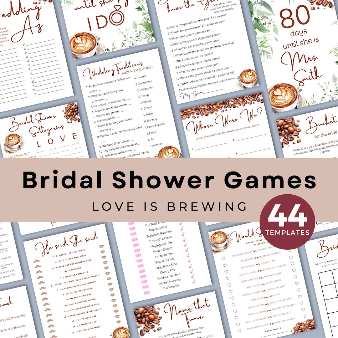 Love is Brewing Bridal Shower Games - Editable Digital Download ...