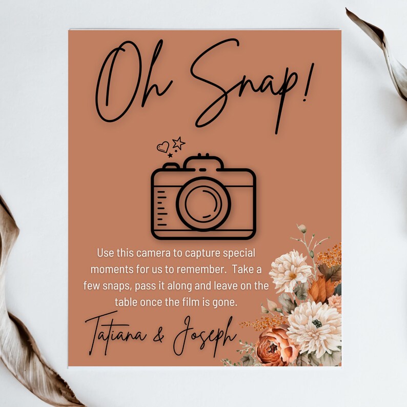 Disposable Camera Wedding Sign | Oh Snap Wedding Sign | Edit With Canva ...