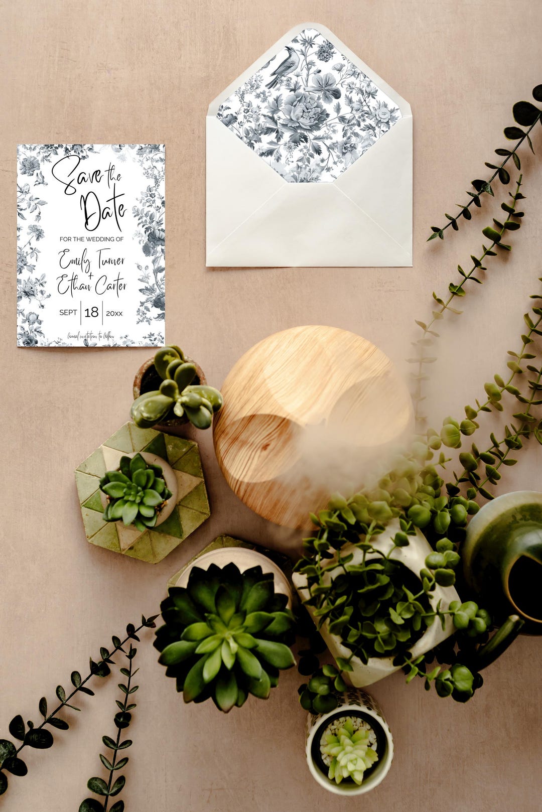 Toile Envelope Liners Black, Printable Floral Design, Digital Download ...