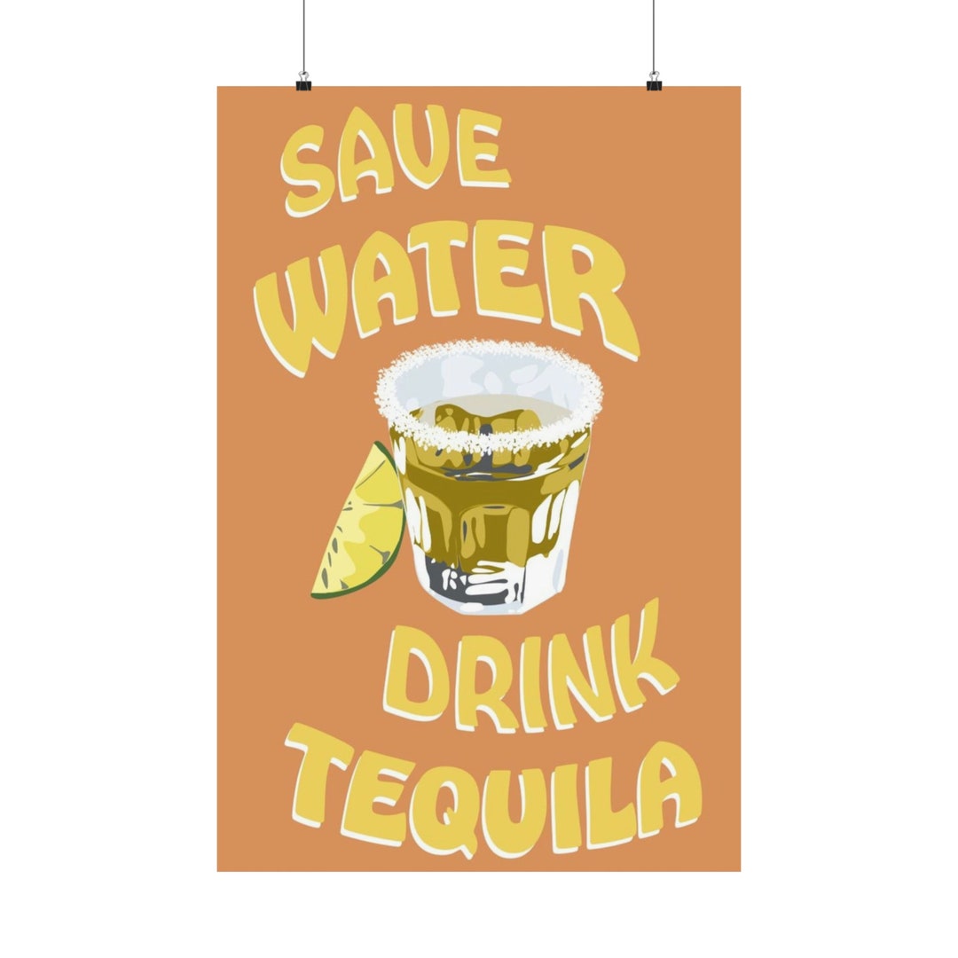Matte Vertical Posters Tequila Poster Alcohol Print Bar Poster Cute ...