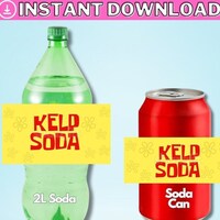 Kelp Soda Can Under the Sea Luau Drink Labels Printable Instant ...