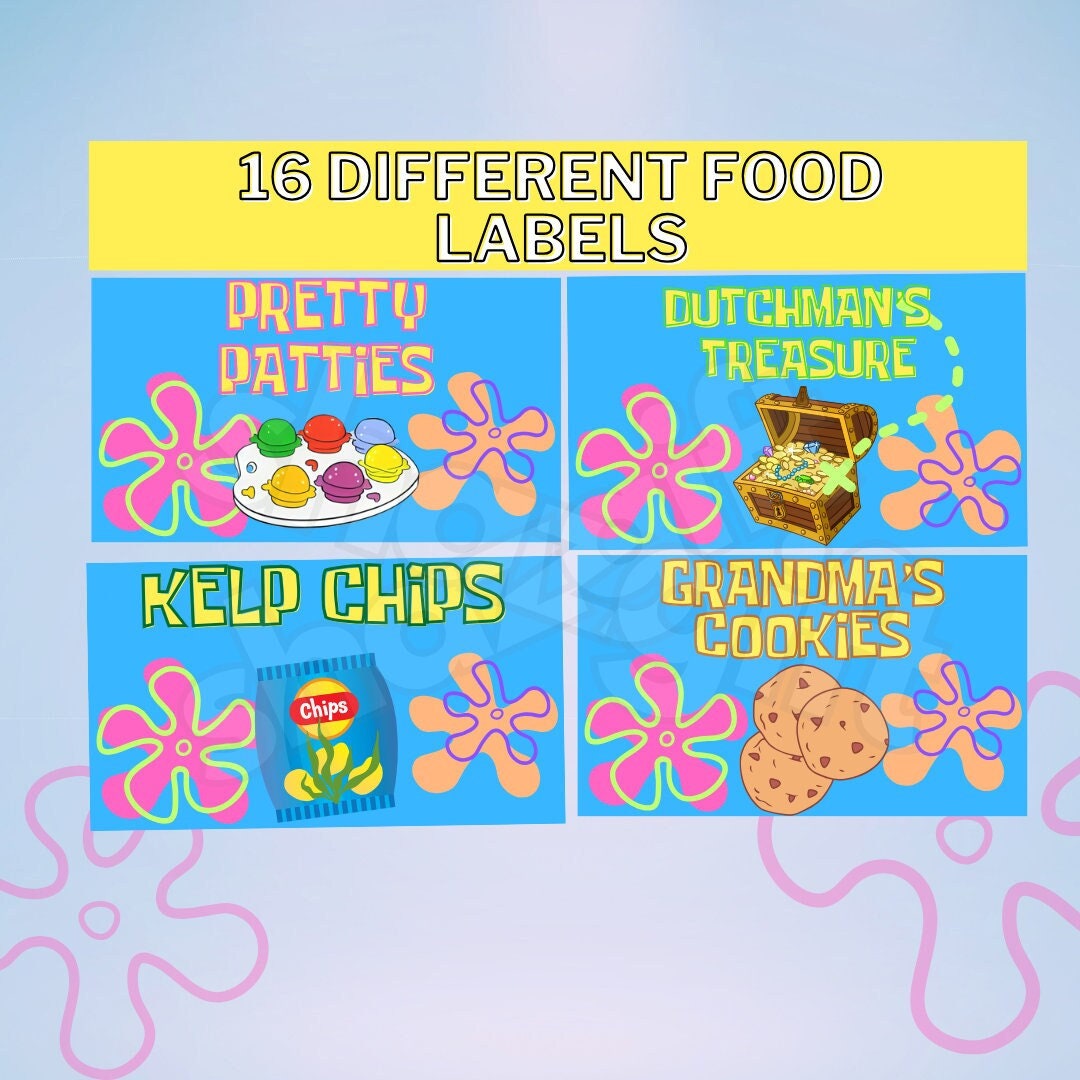 Cartoon Under the Sea 16 Food Tent Labels Dessert Birthday Party Decor ...