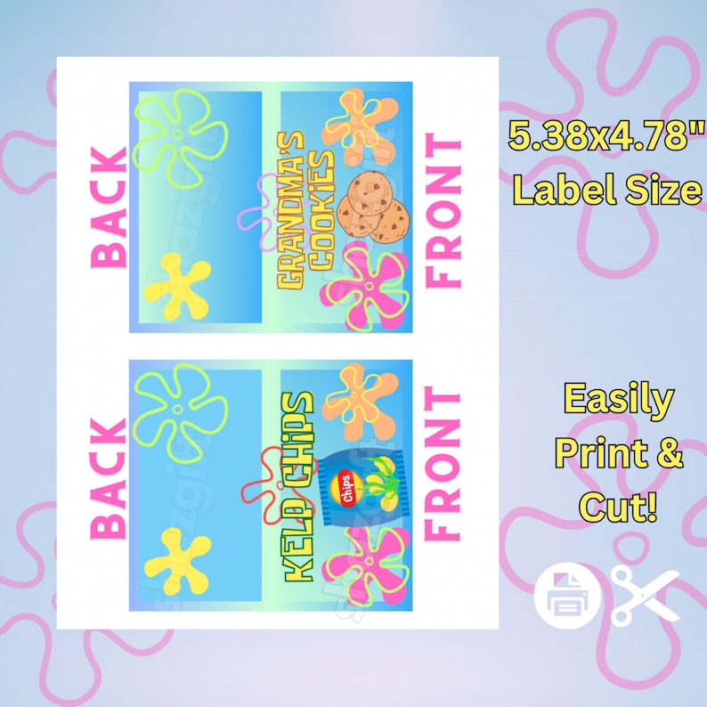 Sponge Bob Food Tent Dessert 16 Labels Birthday Party Decor Template ...