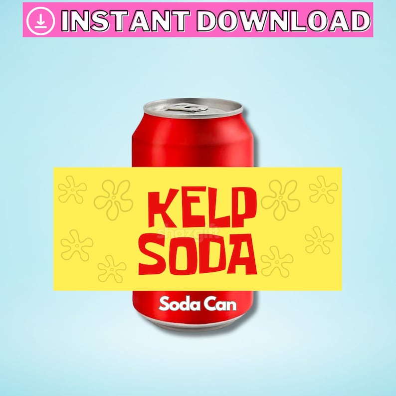 Cartoon Under the Sea Kelp Soda Label Birthday Party Decor Instant ...