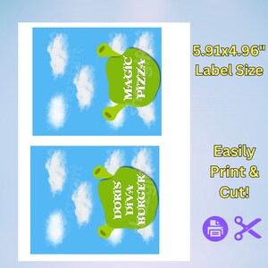 Swamp Green Ogre 24 Food Tent Labels Dessert Birthday Fairytale Party ...