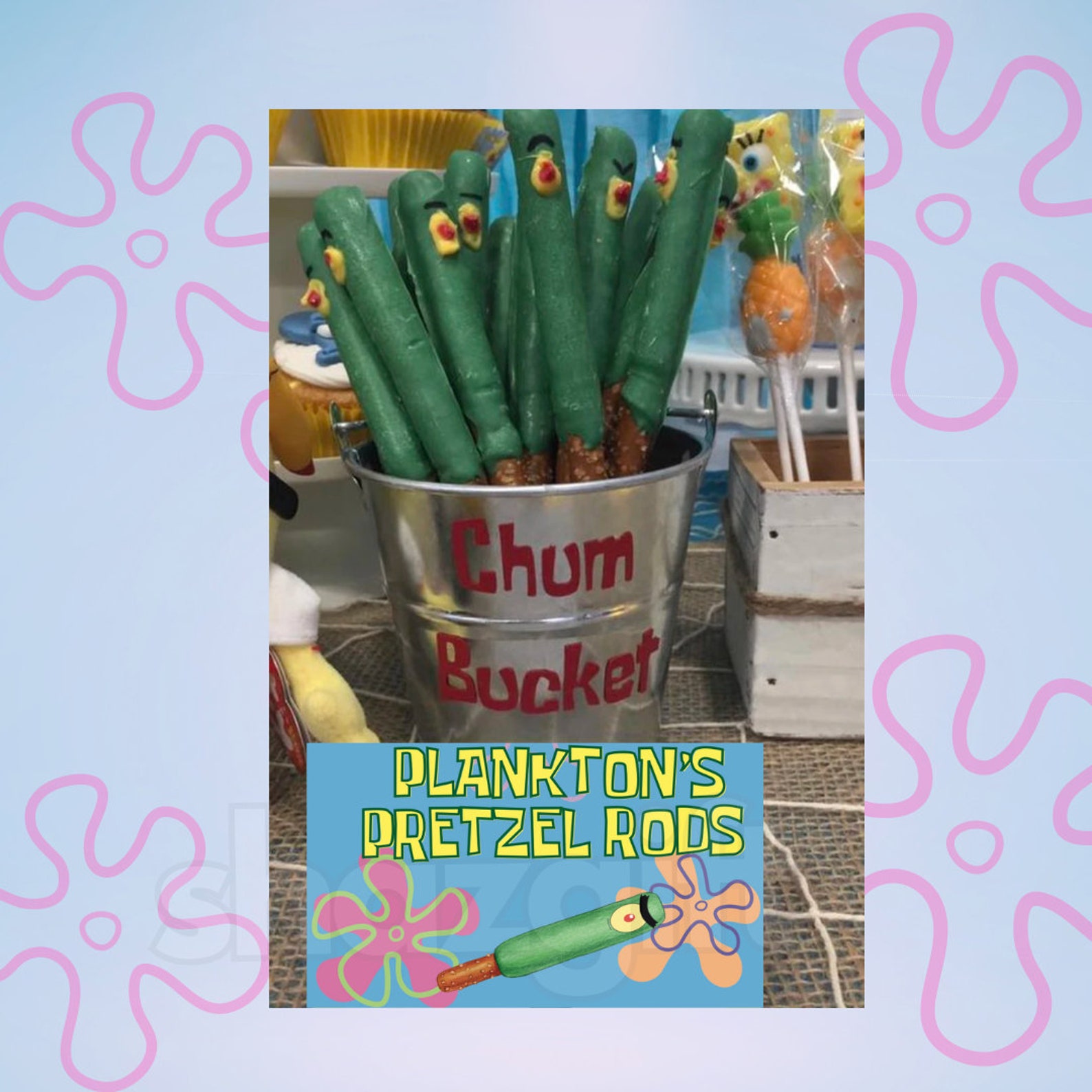 Spongebob Food Tent Dessert 16 Labels Birthday Party Decor Template ...