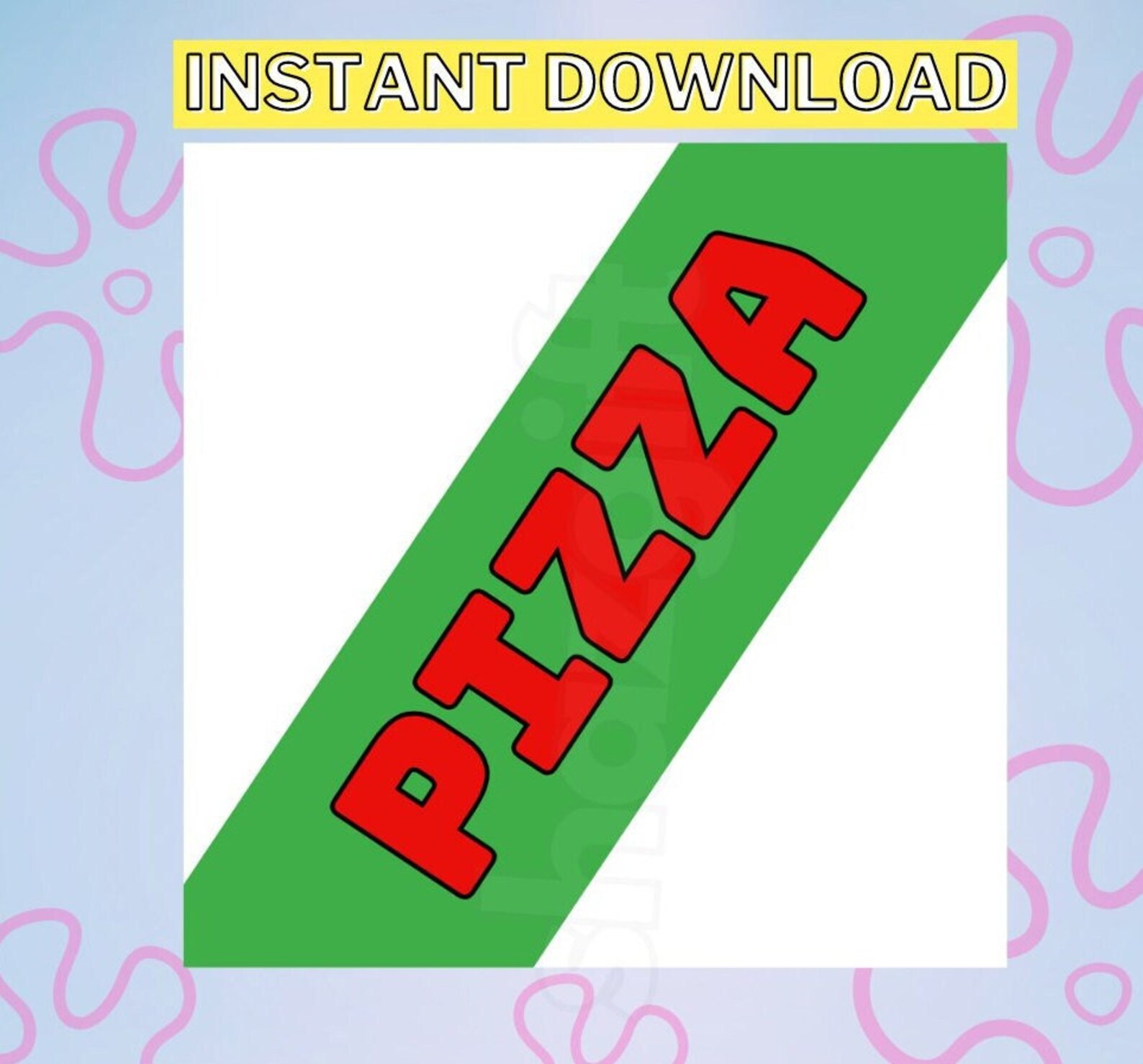 Krusty Krab Medium Pizza Label Spongebob Birthday Party Decor Instant ...