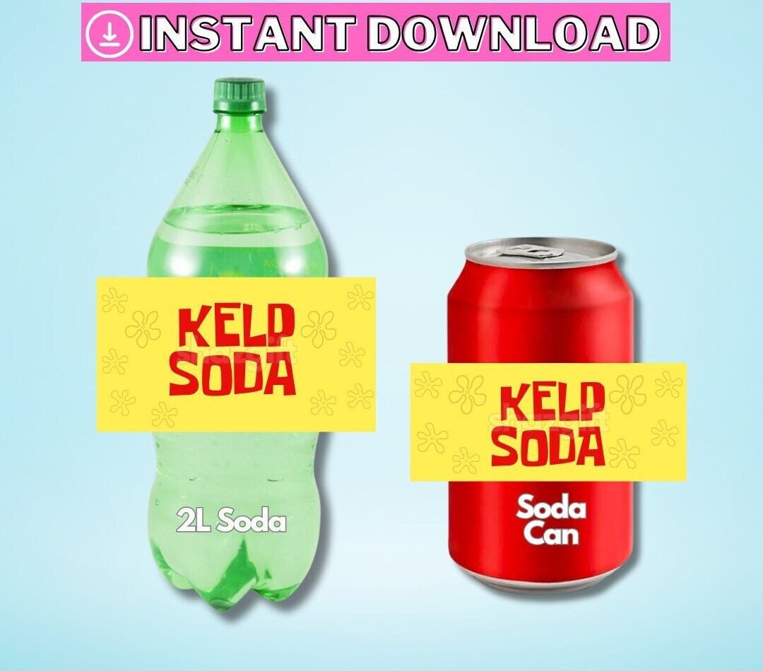 Cartoon Under the Sea Kelp Soda Label Birthday Party Decor Instant ...