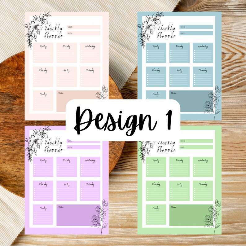 Floral Customizable Printable Weekly Planner Bundle, Printable Weekly ...