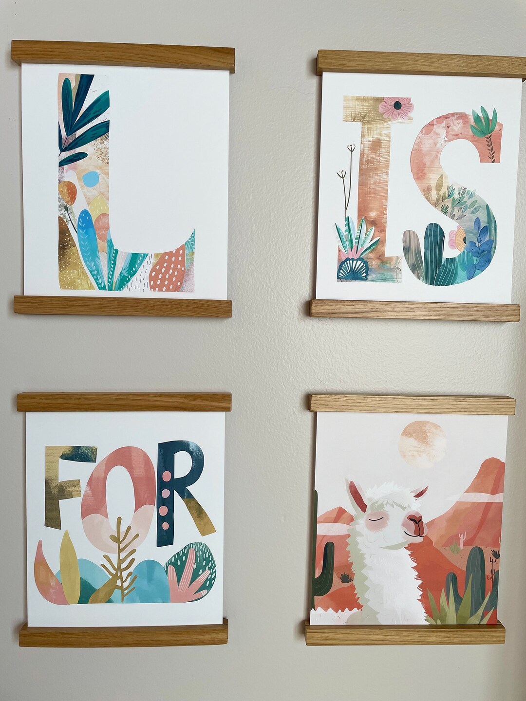 Digital Download of Children's Alphabet Art l is for Llama Cute Nursery ...