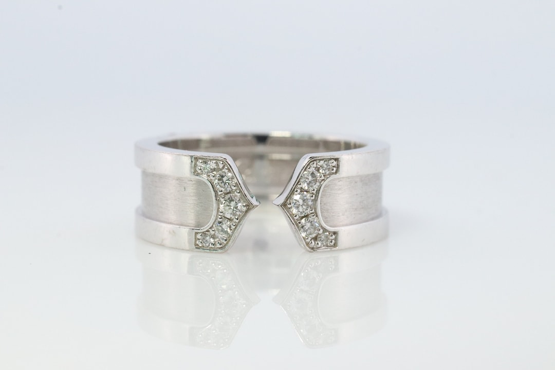Vintage Cartier Diamond Ring. Open C Diamond Band. Authentic 18k White ...