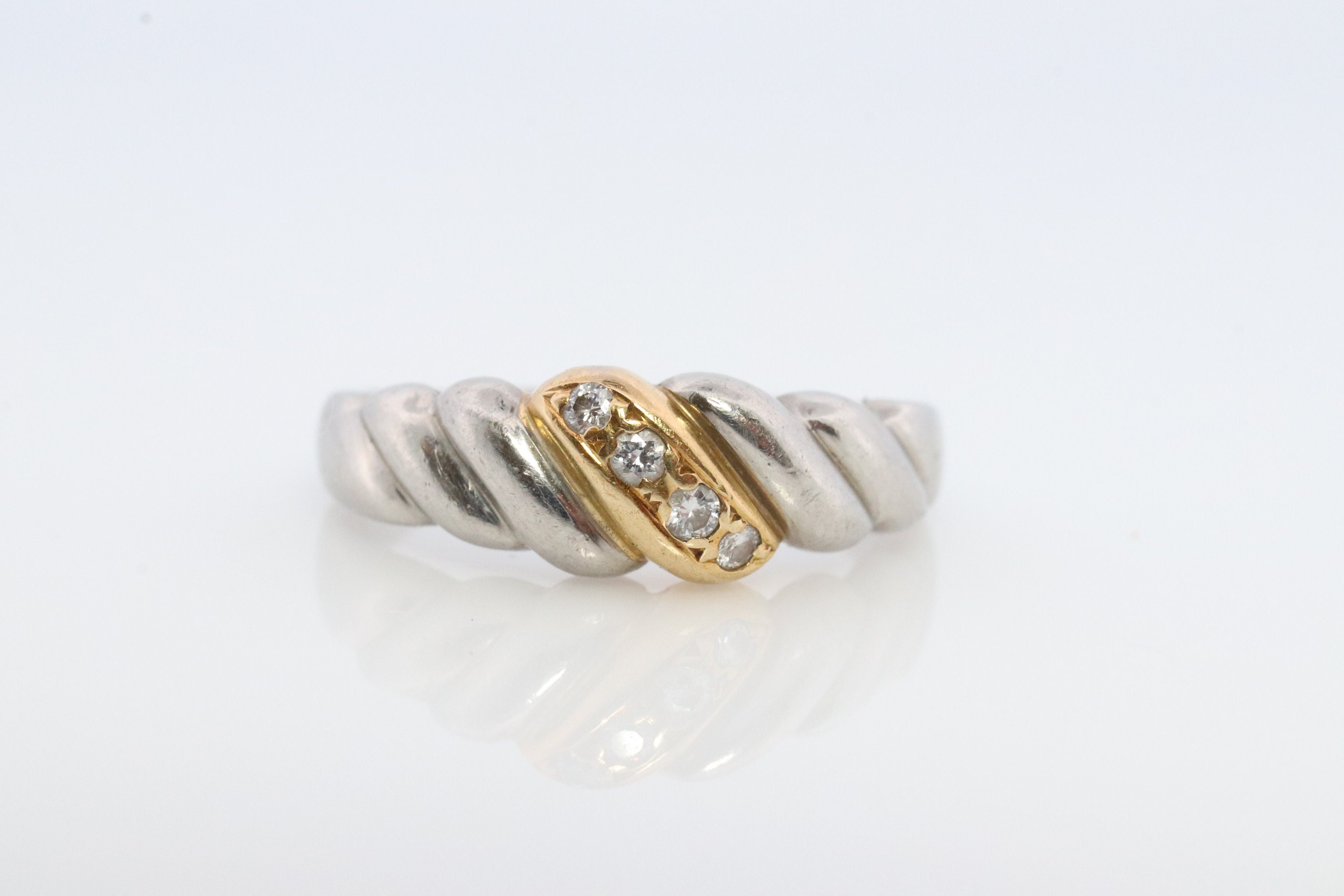 Mikimoto Ring. Vintage Platinum 18k Mikimoto Diamond Bezel Set Ring ...