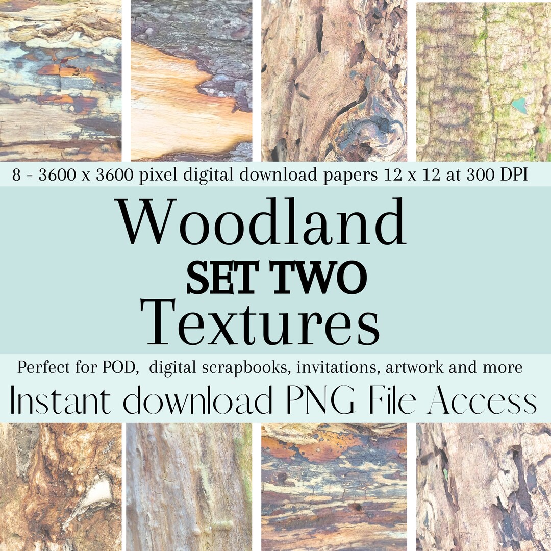 Woodland Textures Set Two- Rugged Natural Textures of Woods for ...