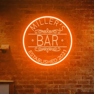 Custom Bar Neon Sign, Personalized Engraved Home Bar Led Neon Light ...